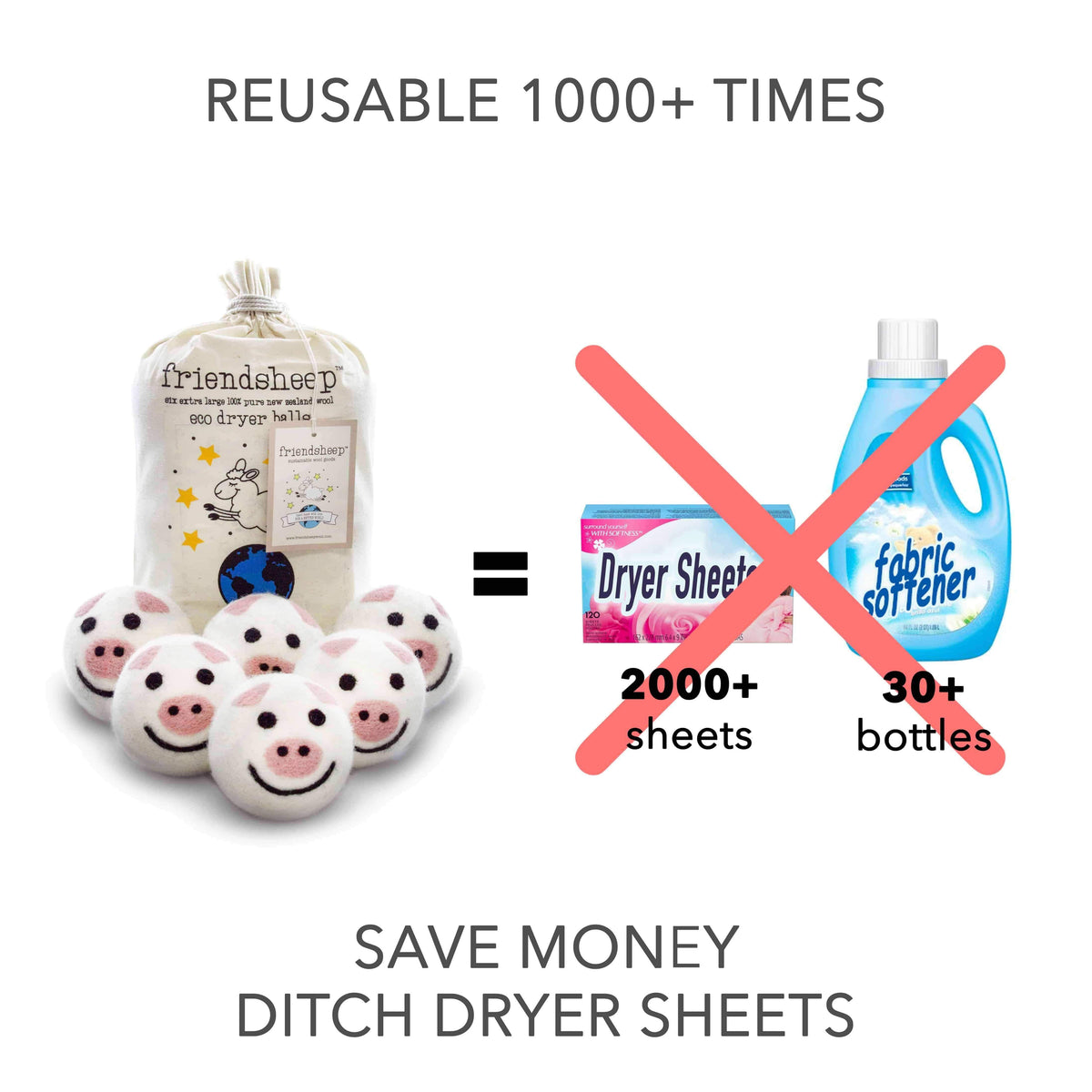 Piggy Band - Wool Eco Dryer Balls - Friendsheep